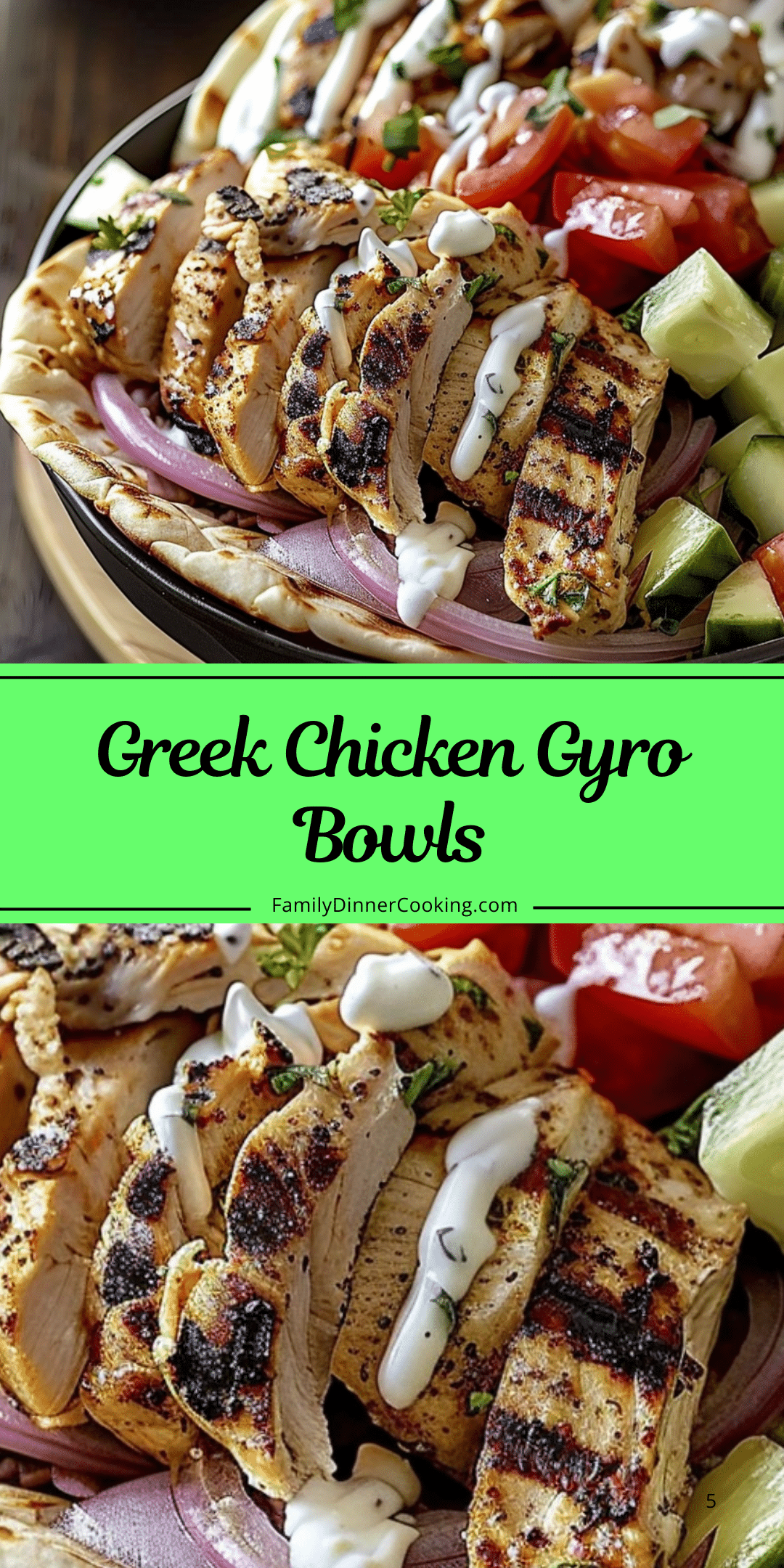 Greek Chicken Gyro Bowls - Family Dinner Cooking