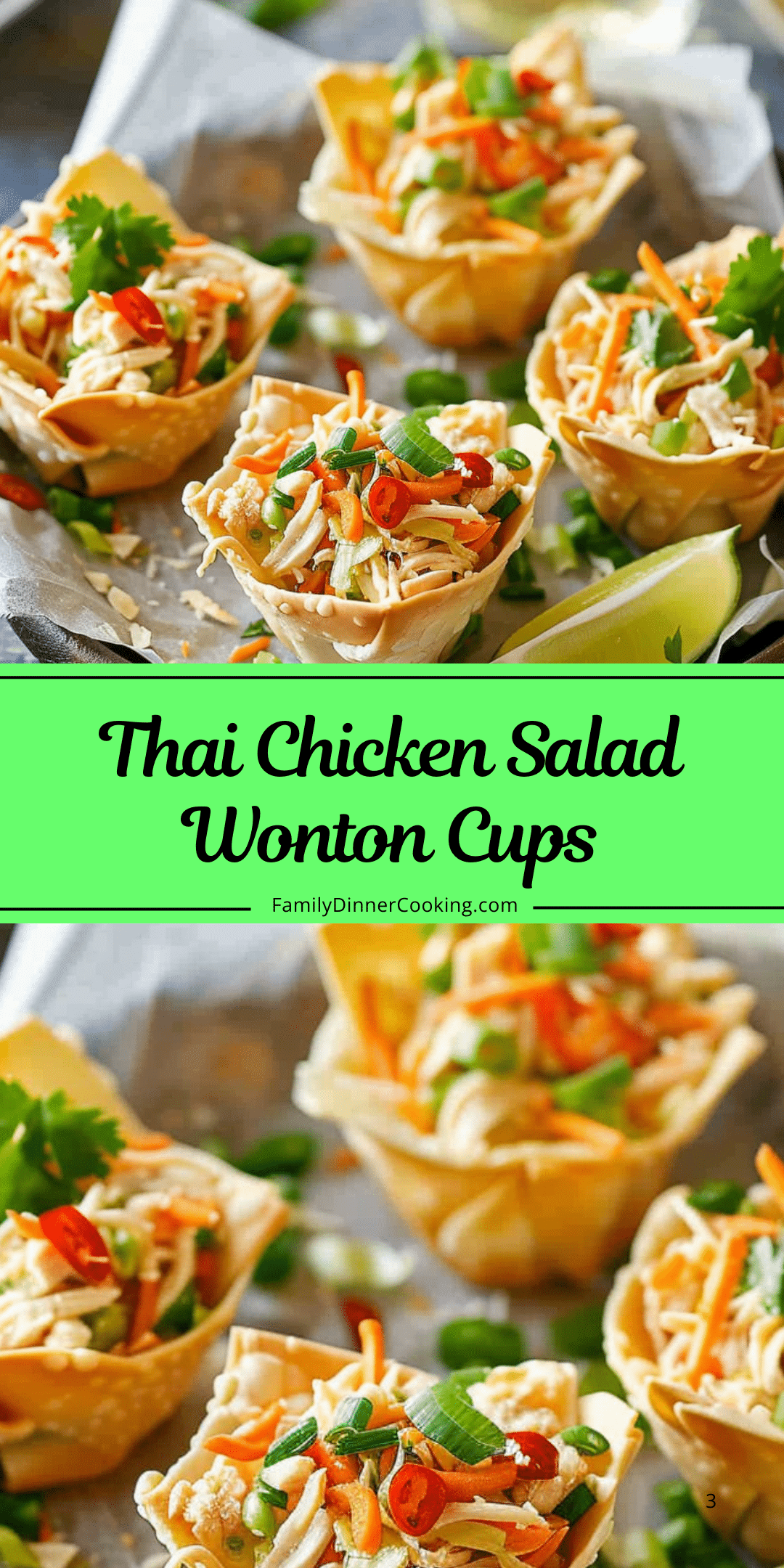 Thai Chicken Salad Wonton Cups | Family Dinner Cooking