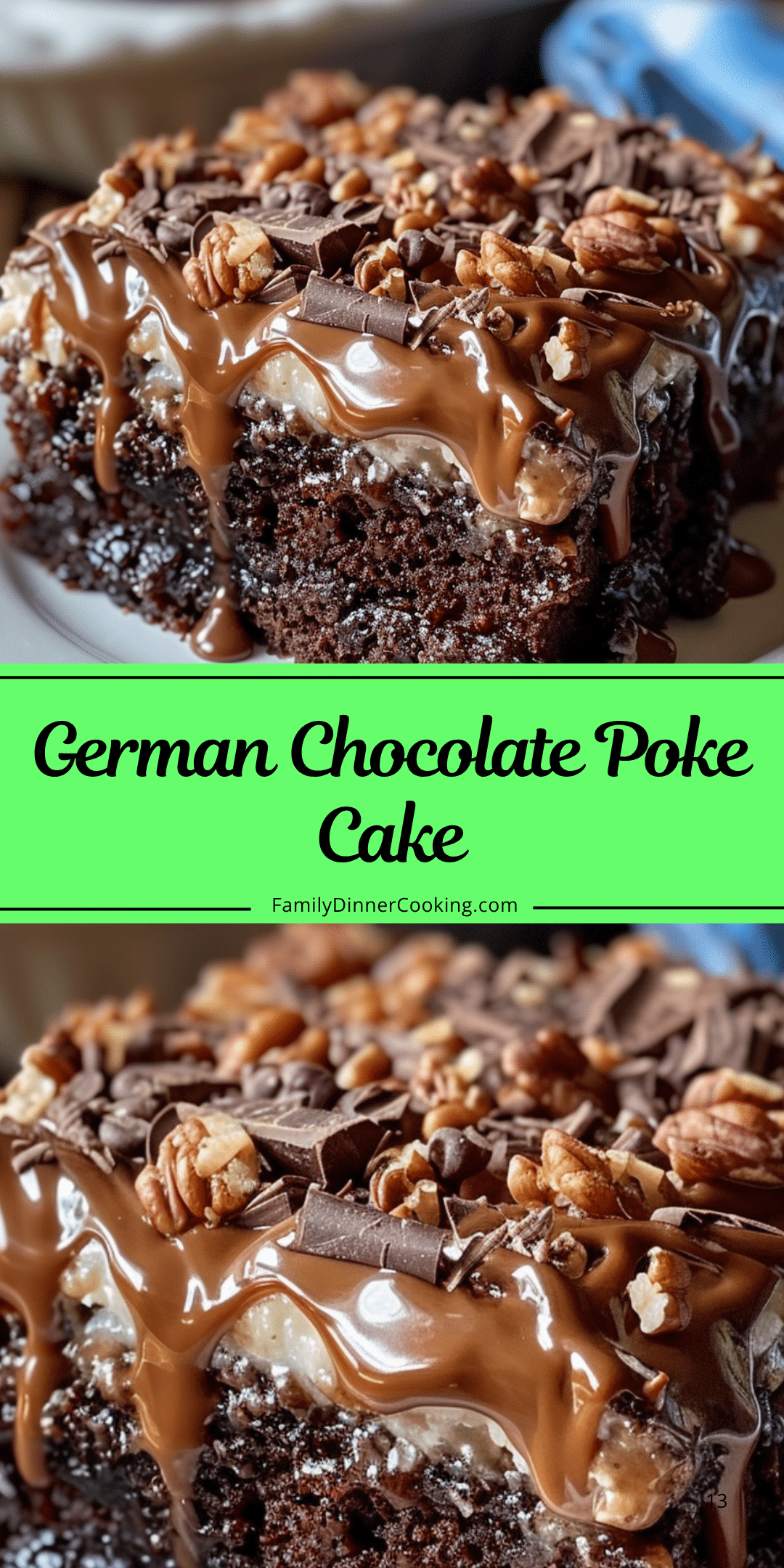 German Chocolate Poke Cake - Family Dinner Cooking