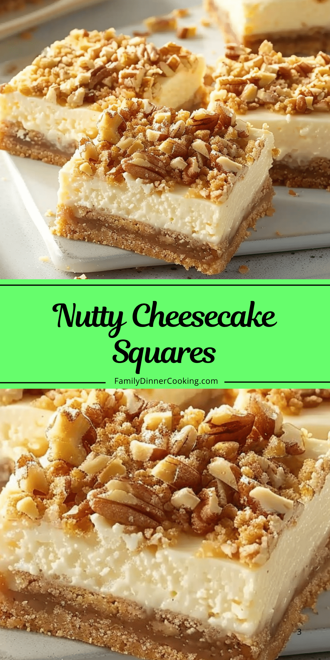 Nutty Cheesecake Squares - Family Dinner Cooking