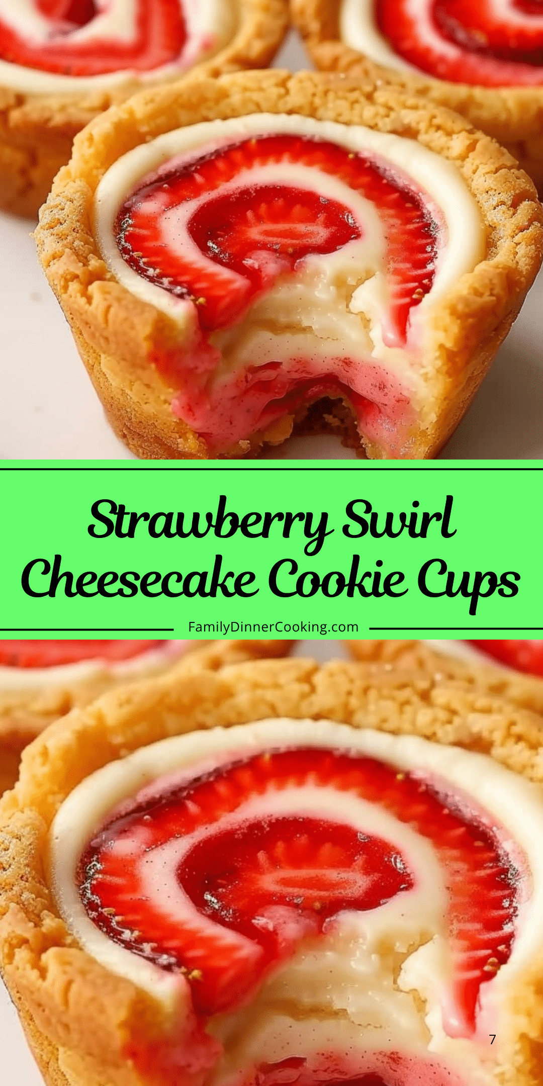 Strawberry Swirl Cheesecake Cookie Cups | Family Dinner Cooking