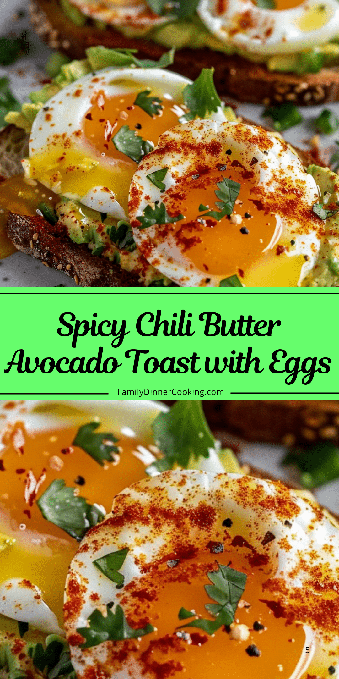Spicy Chili Butter Avocado Toast with Eggs | Family Dinner Cooking