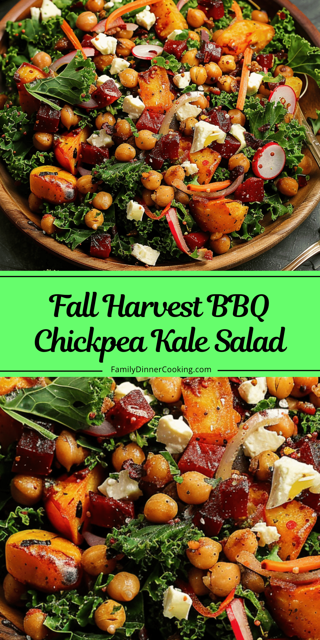 Fall Harvest BBQ Chickpea Kale Salad | Family Dinner Cooking