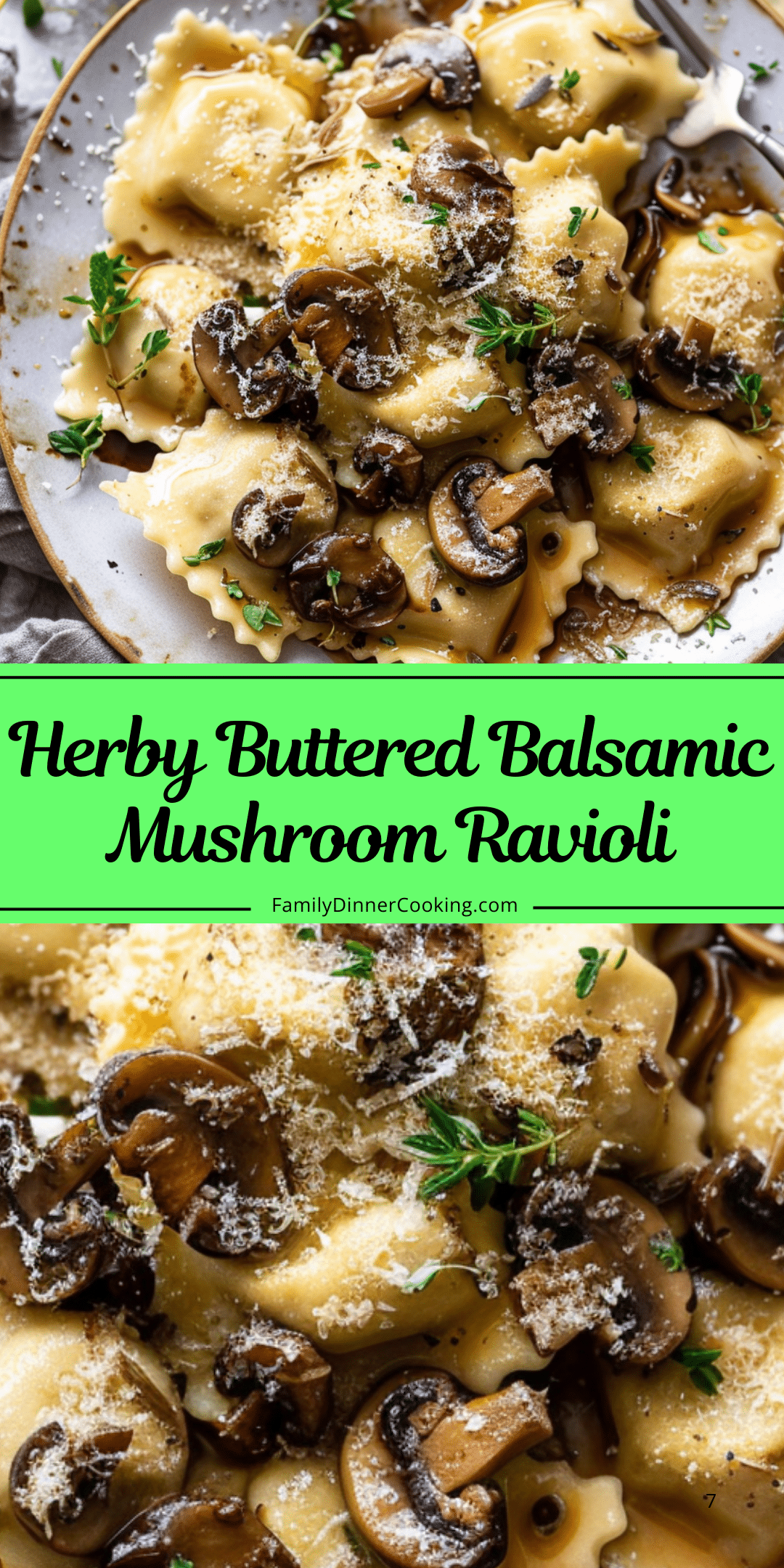 Herby Buttered Balsamic Mushroom Ravioli - Family Dinner Cooking
