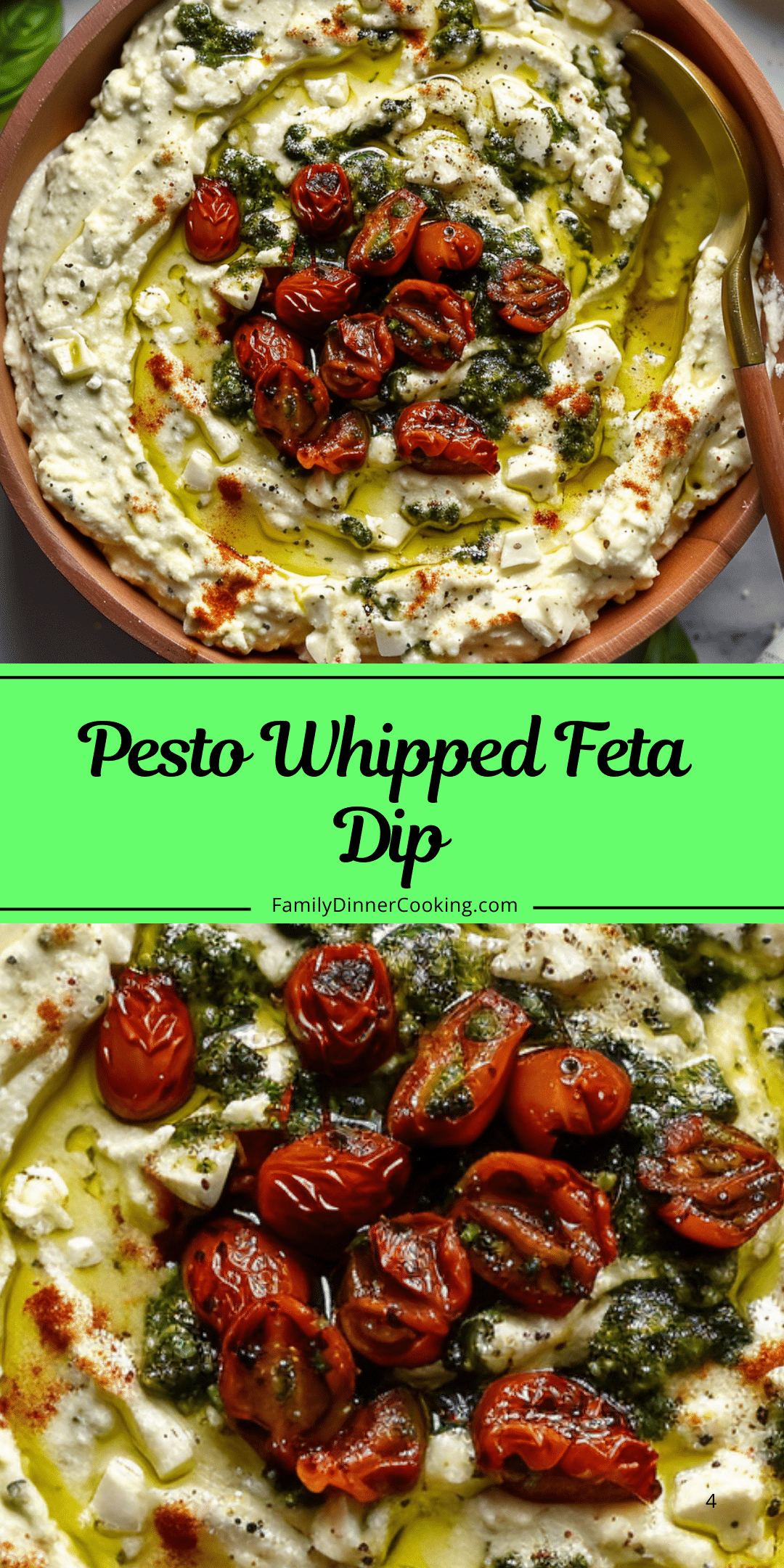 Pesto Whipped Feta Dip | Family Dinner Cooking
