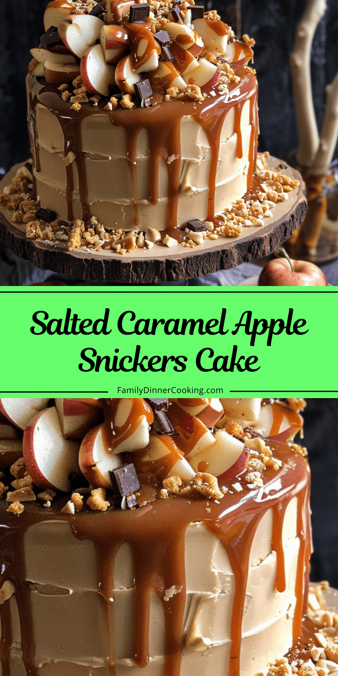 Salted Caramel Apple Snickers Cake | Family Dinner Cooking
