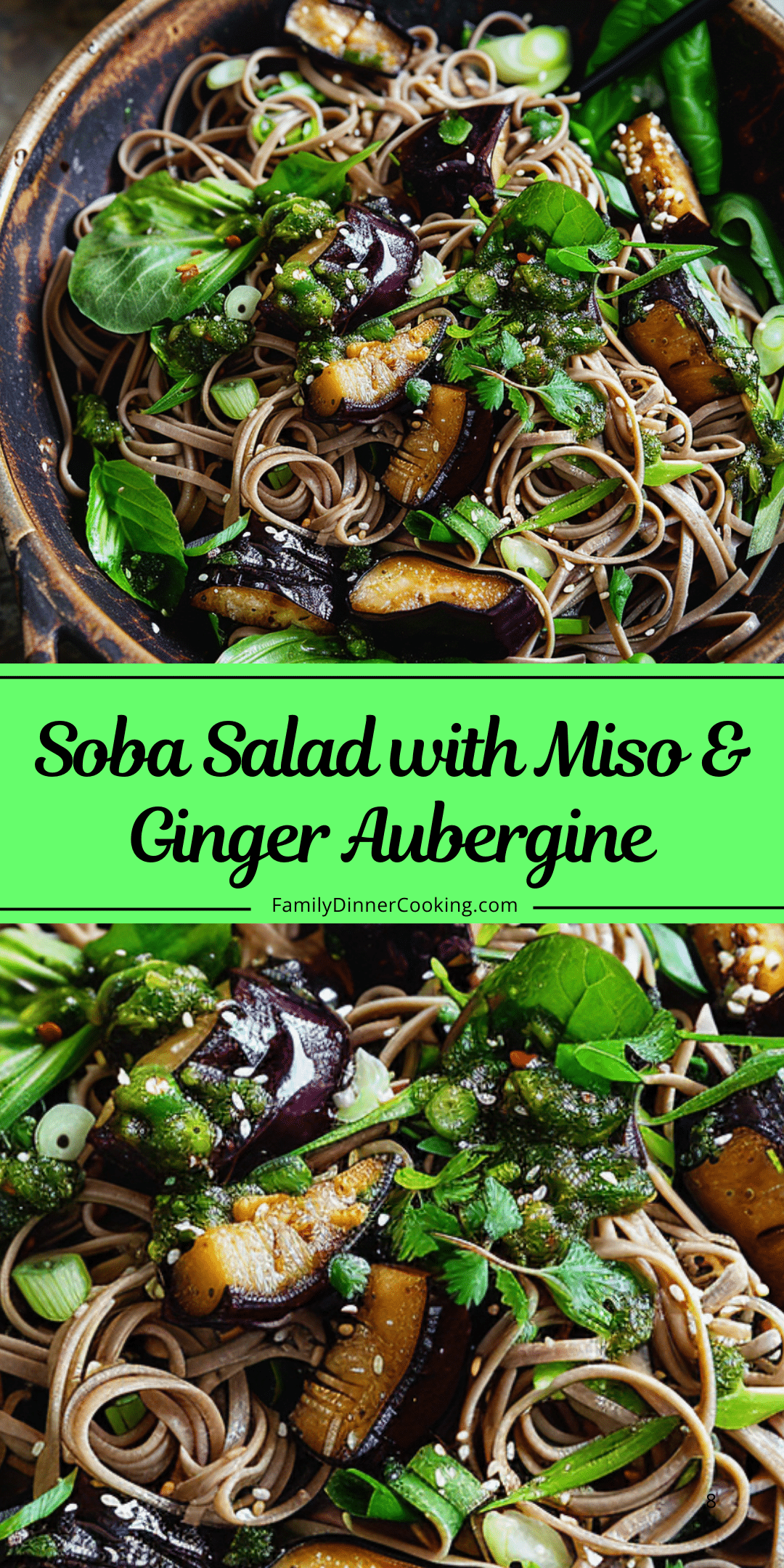 Soba Salad with Miso & Ginger Aubergine - Family Dinner Cooking