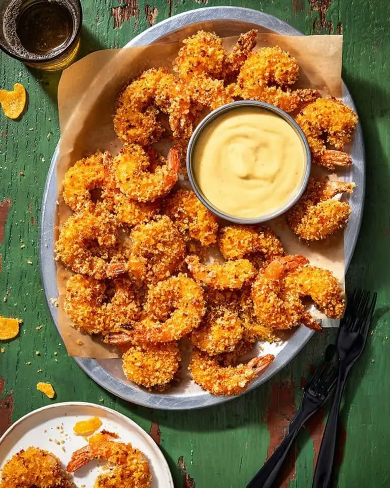 Crispy Hot Honey Shrimp with Mustard Cheddar Sauce - Delicious & Easy